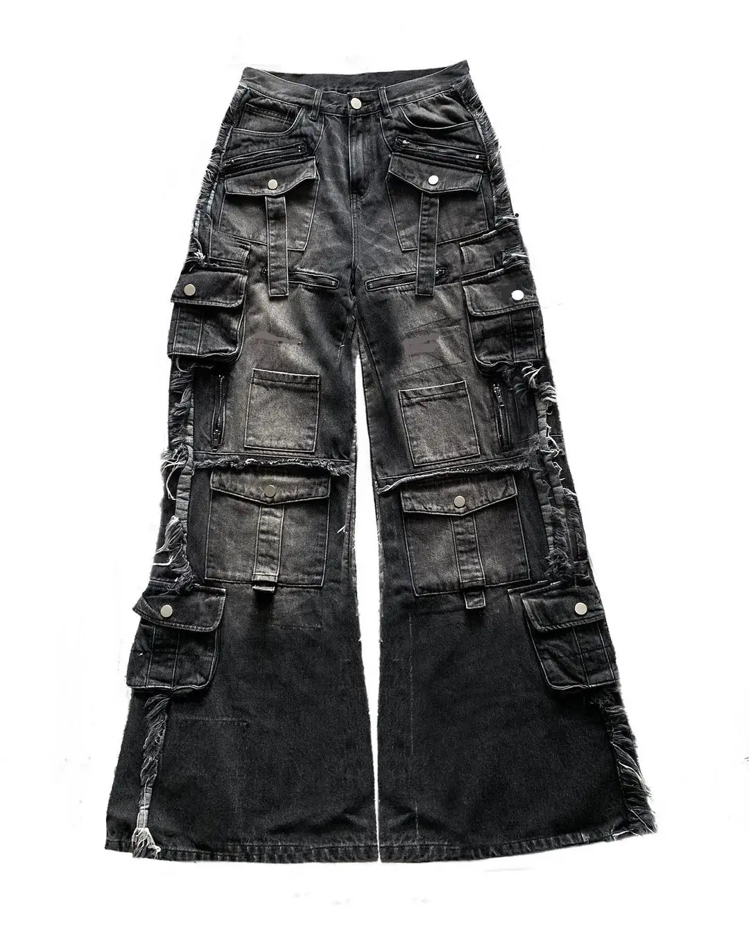 Gothic-Harajuku-Y2K-Multi-Pocket-Washed-Black-Jeans-Men-Fall-Loose-Drag ...