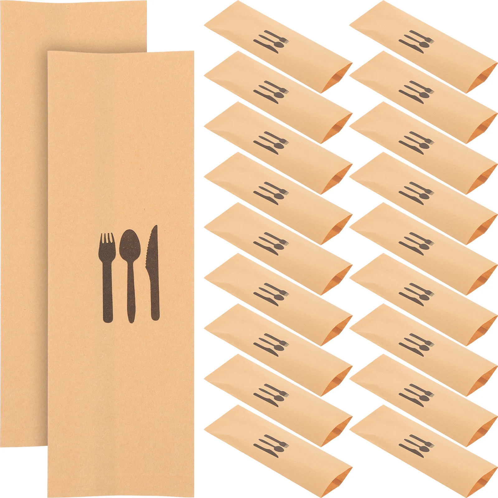 100pcs-Cutlery-Bags-Paper-Holder-Silverware-Bags-Kraft-Tablewarecover ...