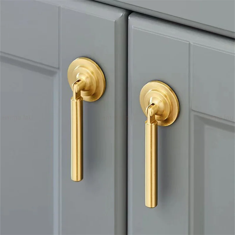 New-Solid-Brass-Furniture-Handle-Door-Knobs-Gold-Long-Strip-Round ...