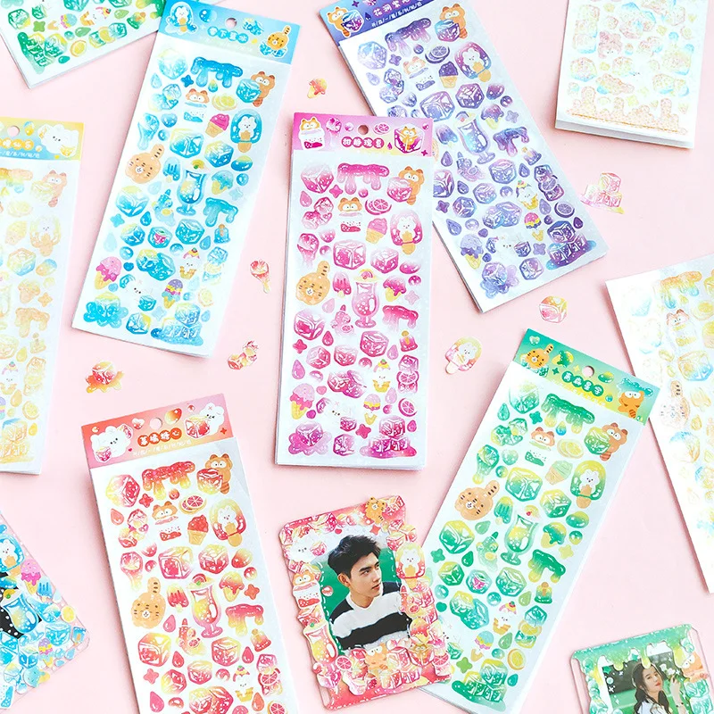 2-Sheets-Shiny-Summer-Ice-Cube-Stickers-for-Card-Photo-Decorative ...