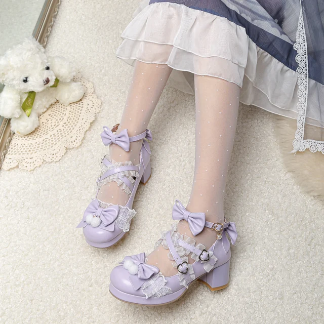 Lolita Shoes BEROBELLO Sweet Lolita Mary Jane Shoes - Bow Detail, Cross ...