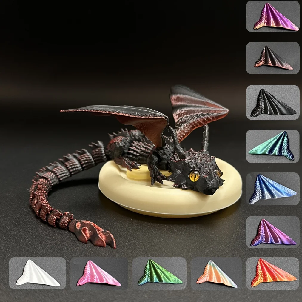 1pc 3D Printed Winged Carriage Dragon Figurine With Random Eyes, Ideal ...
