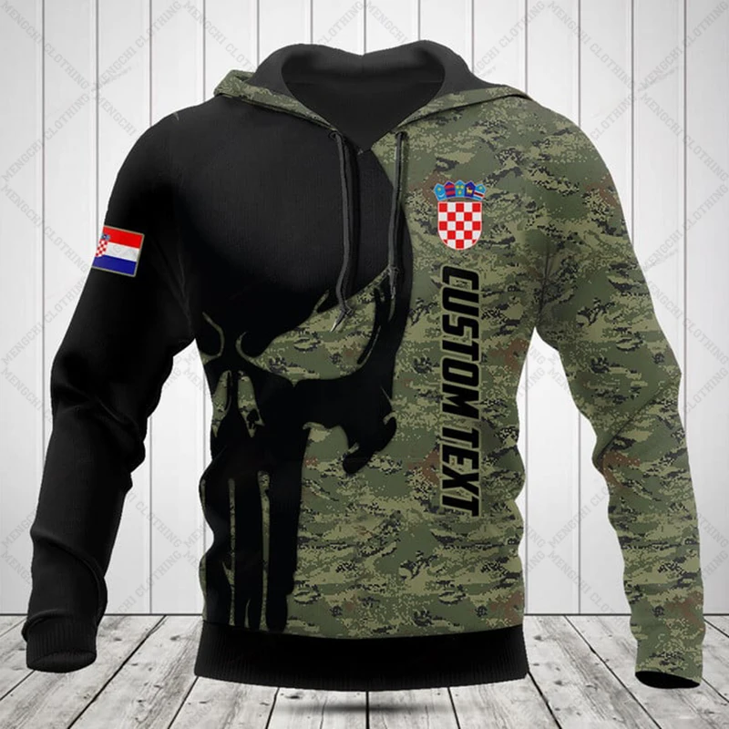 Custom-Name-Croatia-Skull-Pattern-Camouflage-Unisex-Hoodies-Loose ...