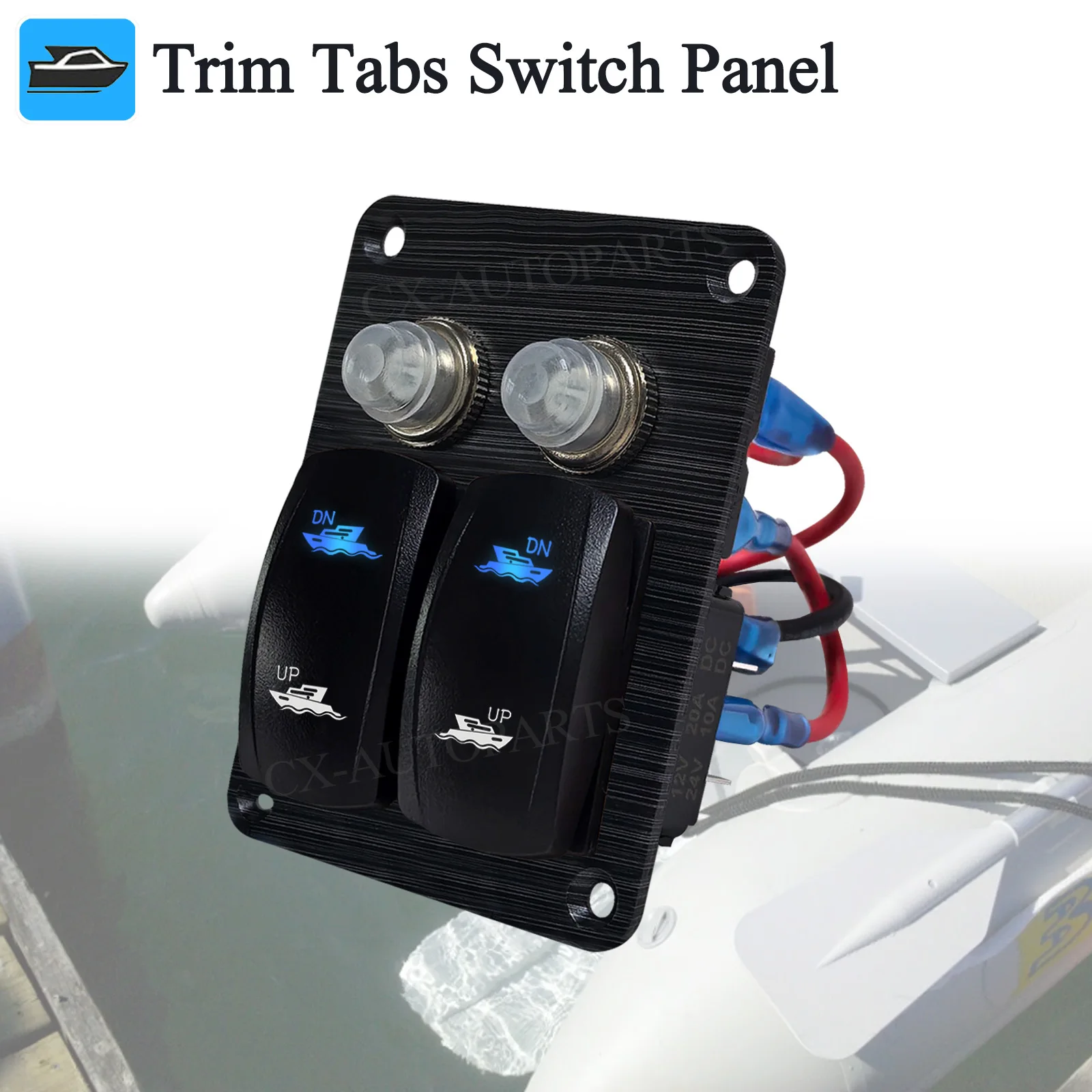 Boat Trim Tabs Double Rocker Switch Panel 3-Position Momentary Up ...