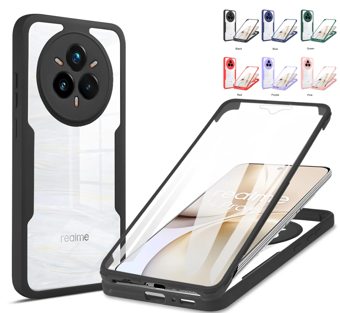 360° Full Body Clear Shockproof Phone Case for OPPO Realme 14 Pro Pro+ ...