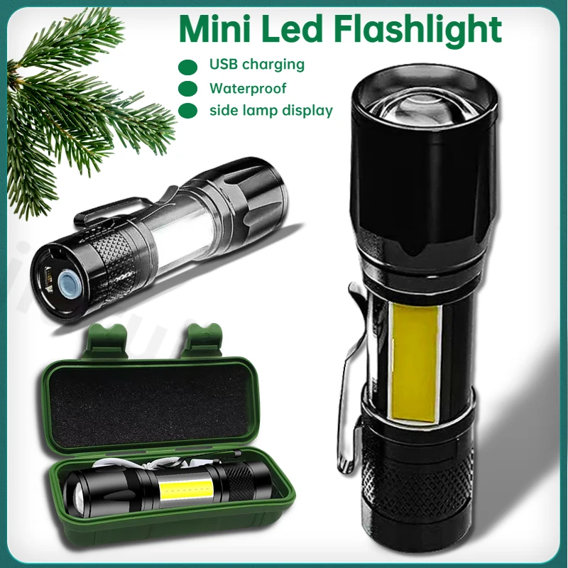 Portátil mini lanterna led recarregável zoom led lanterna XP-G q5 flash ...