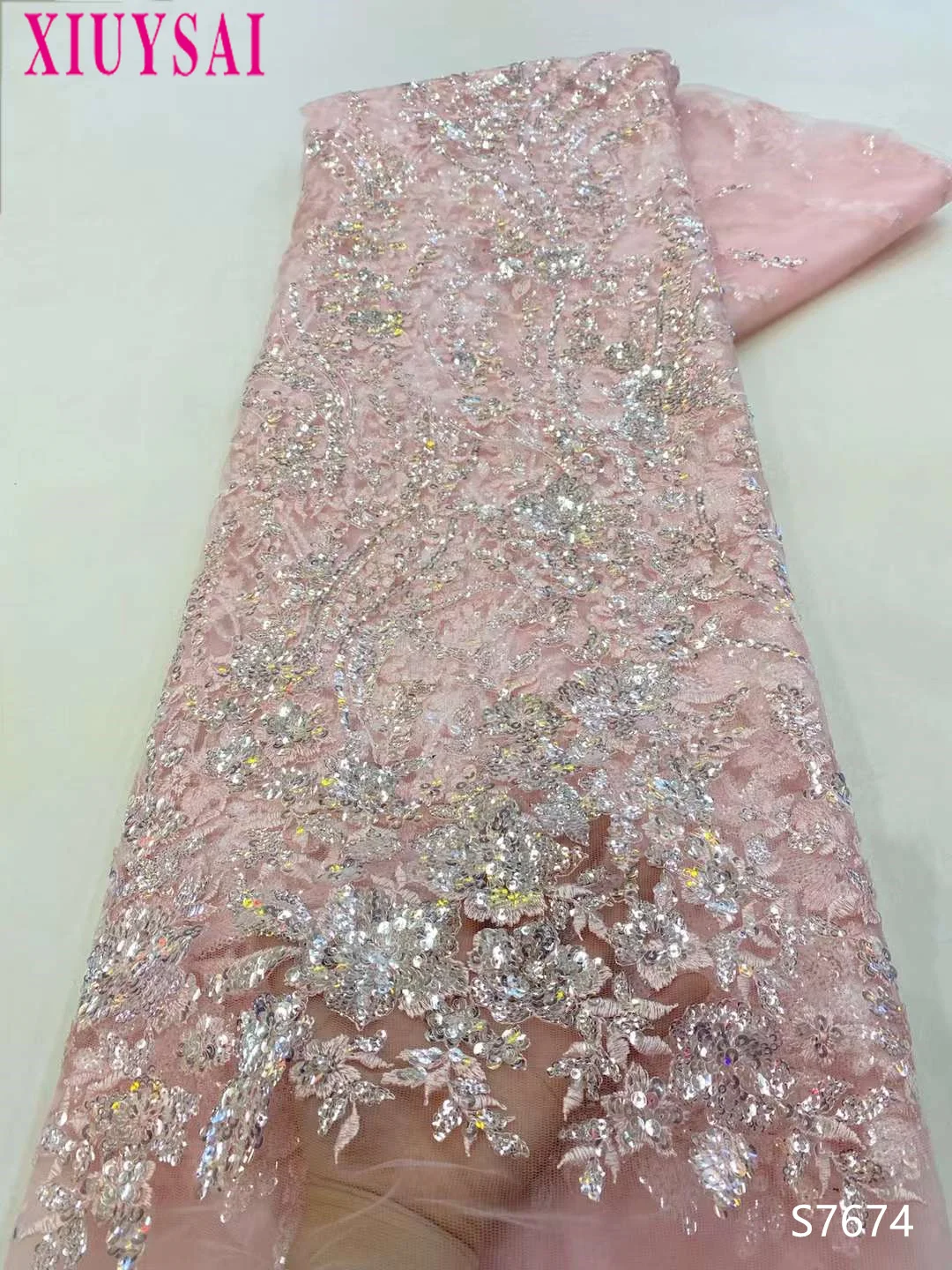 Pink-African-Lace-Fabric-2024-High-Quality-Sequins-Lace-Material-French ...