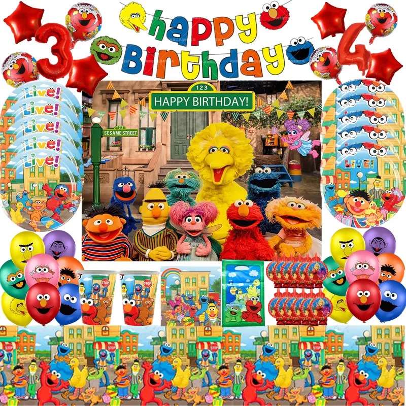 Disney Cartoon Sesames Streets Birthday Party Supplies Kids Disposable