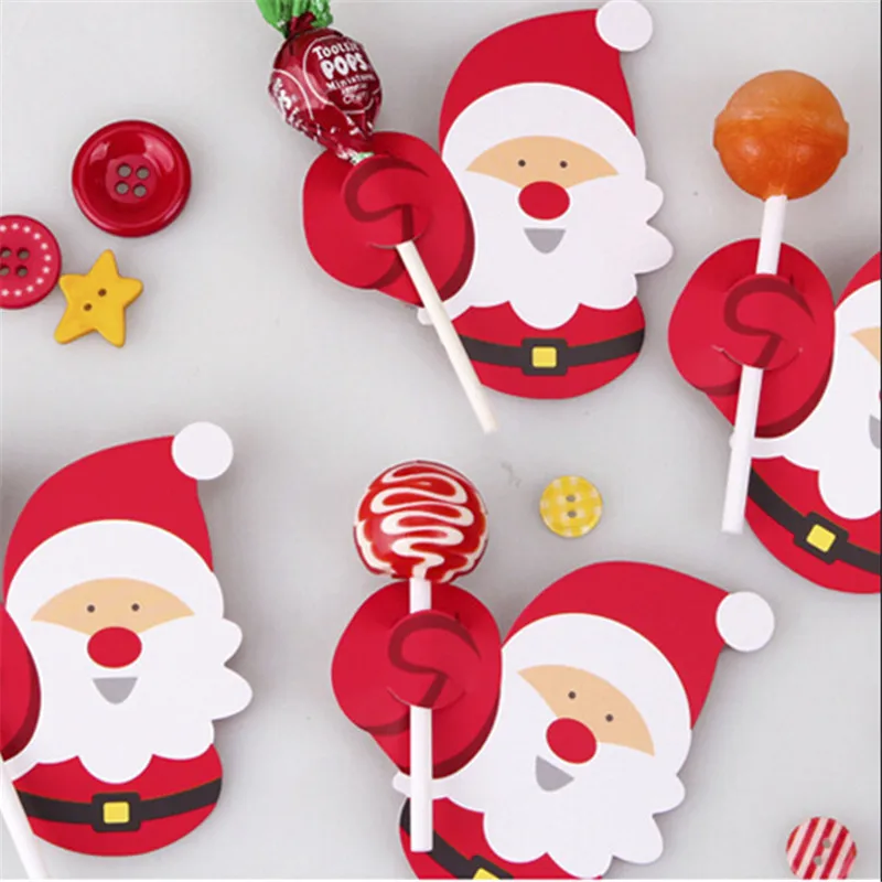 50Pcs-Lot-Cartoons-Santa-Claus-Paper-Lollipop-Cards-DIY-Lollipop-Gift ...