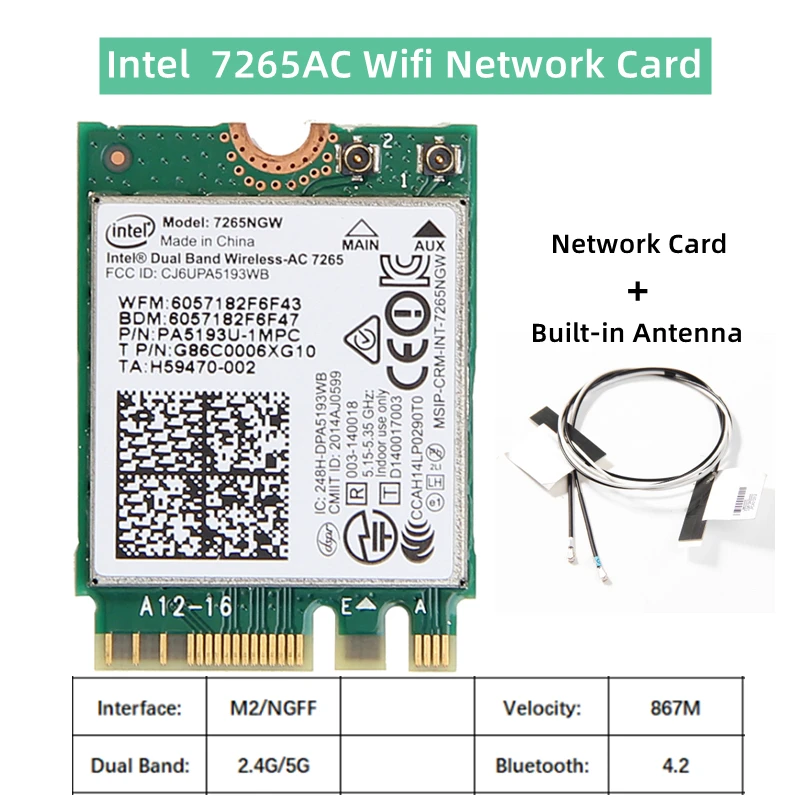 Dual-Band-WiFi-5-Adaptador-1200Mbps-Intel-7265NGW-2-4G-Placa-de-rede-r ...