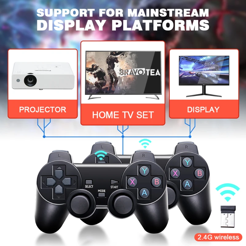64G-Console de jeu vidéo M8 Plus avec sortie HDMI, manette sans fil ...