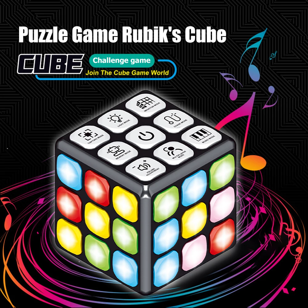 Electronic Cube Brain Game Multifunctional Flashing Cube Puzzle Toy ...