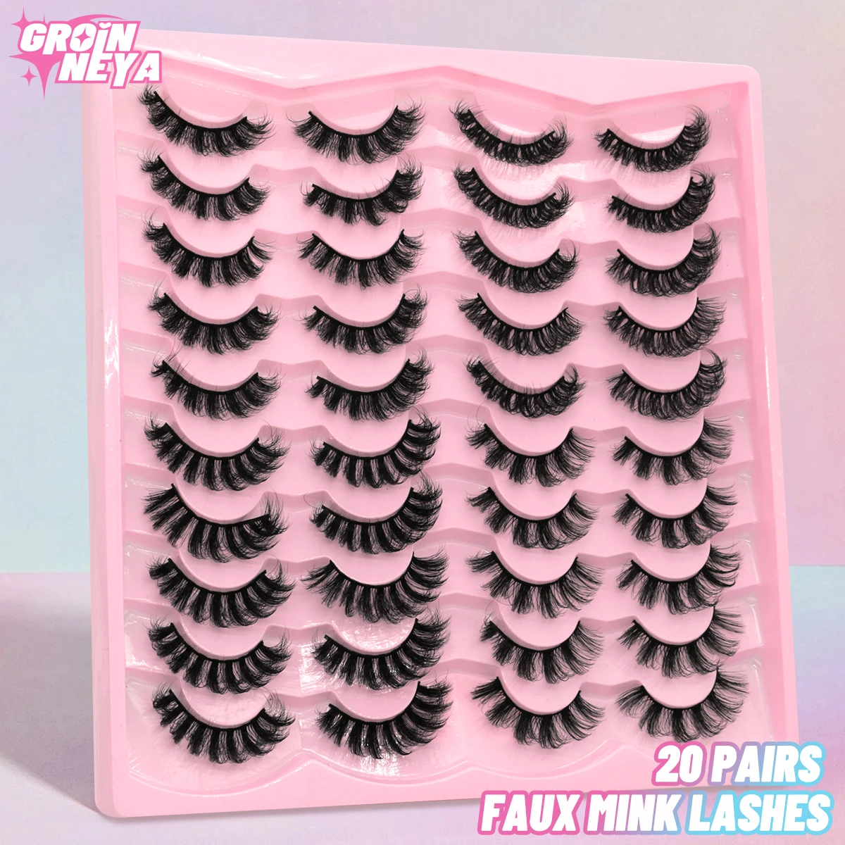 Groinneya 20 Pairs 3d Mink Lashes Natural Eyelashes Dramatic False ...