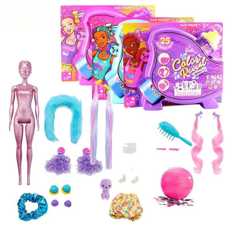 Original Barbie Color Reveal Dolls Surprise Color-changing Magic Hair ...