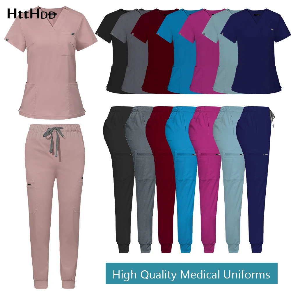 Laboratory-Healthcare-Workwear-Classic-V-neck-Scrub-Tops-Women-Beauty-Salon-Scrubs-Uniforms ...