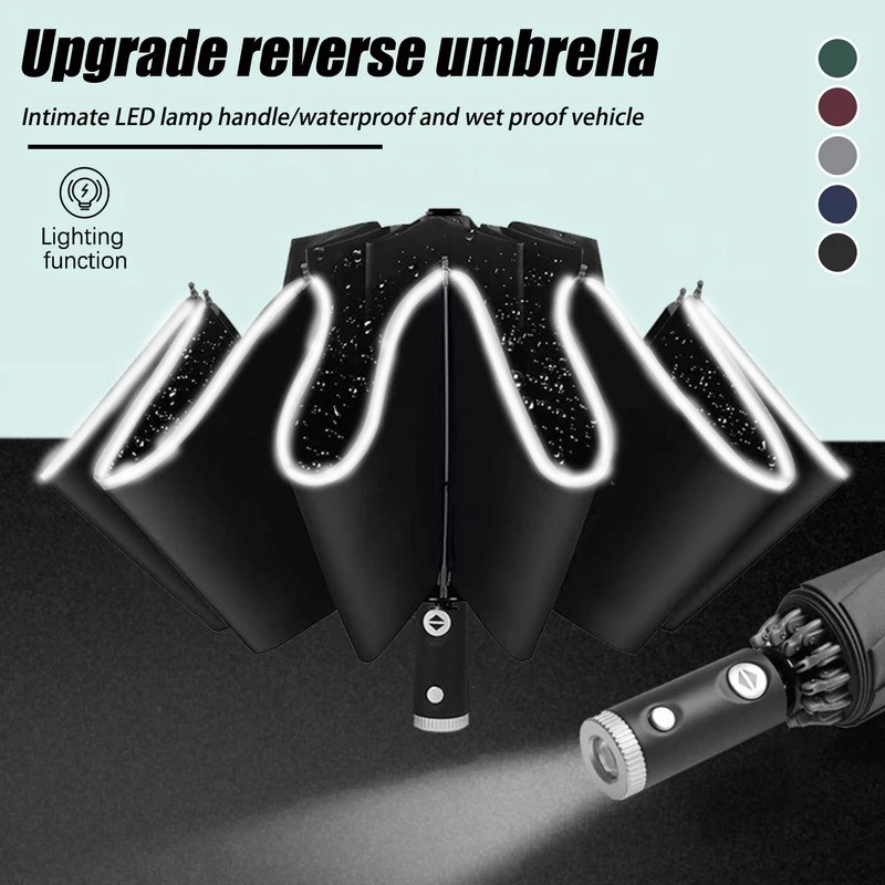 Fully-Automatic-UV-Umbrella-With-LED-Flashlight-Reflective-Stripe ...