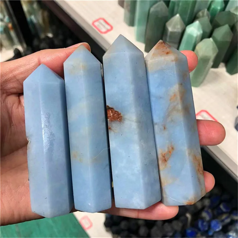 1pc Natural Gem Crystal Tower Angelite Quartz Healing Stone Energy ...