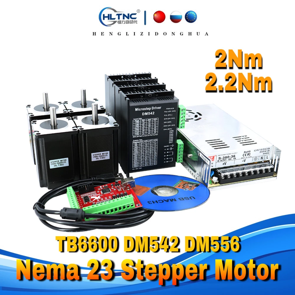 Cnc Kit 2.2n / 2nm 3a Nema 23 57 X 82mm / 76mm Stepper Motor Tb6600 Dm542 Dm556 Driver + 350w ...