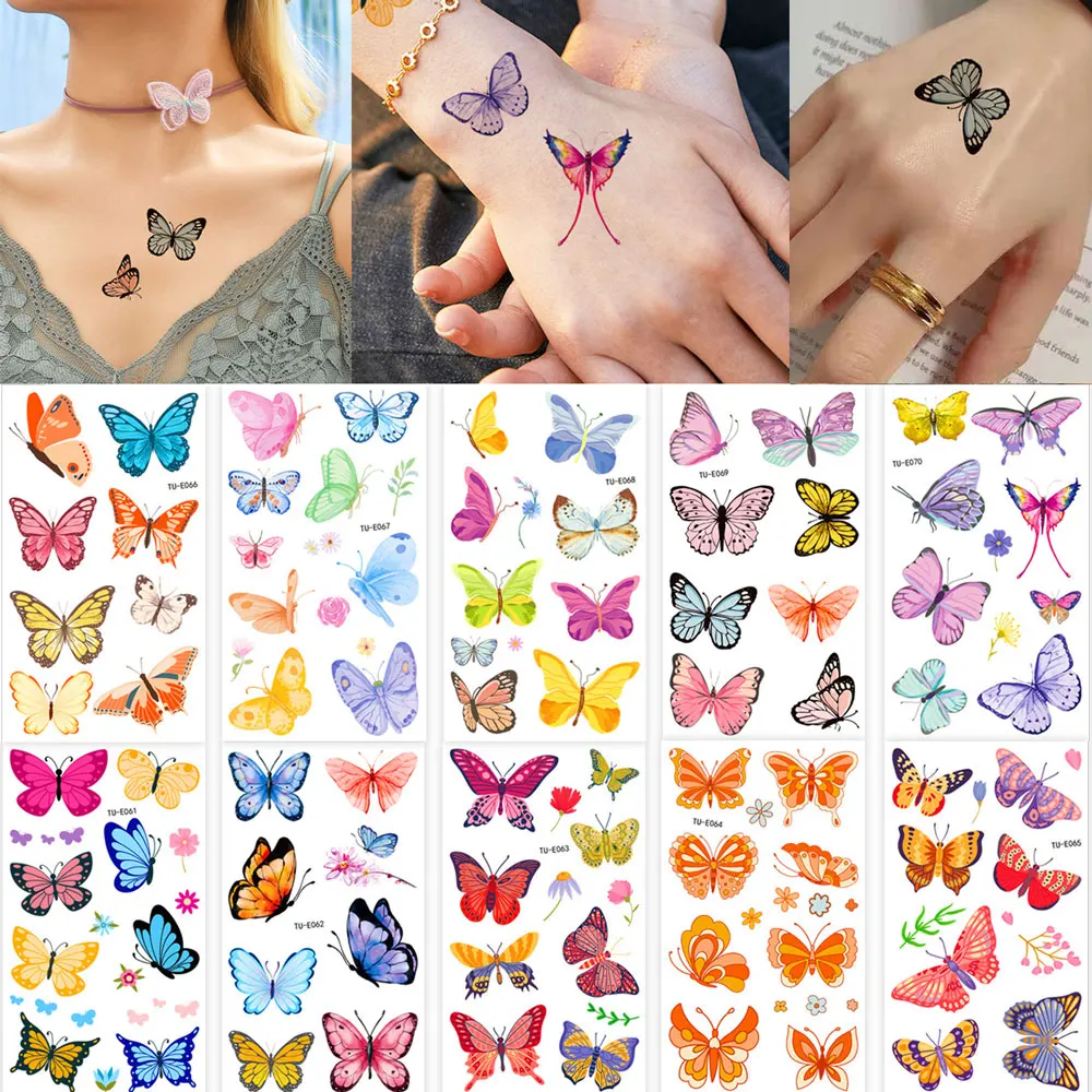 10pcs/Set Butterfly Temporary Tattoo Stickers for Women Waterproof ...