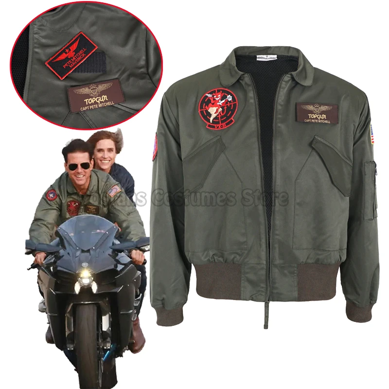 Moive-Top-Gun-Maverick-Cosplay-Costume-Men-Women-Pilot-Green-Jacket ...