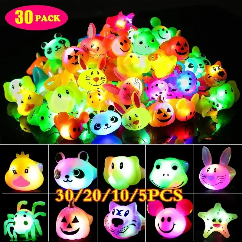 Light-Up-Ring-30-20-10-5PCS-Party-for-Kids-Love-LED-Animal-Rubber-Jelly ...