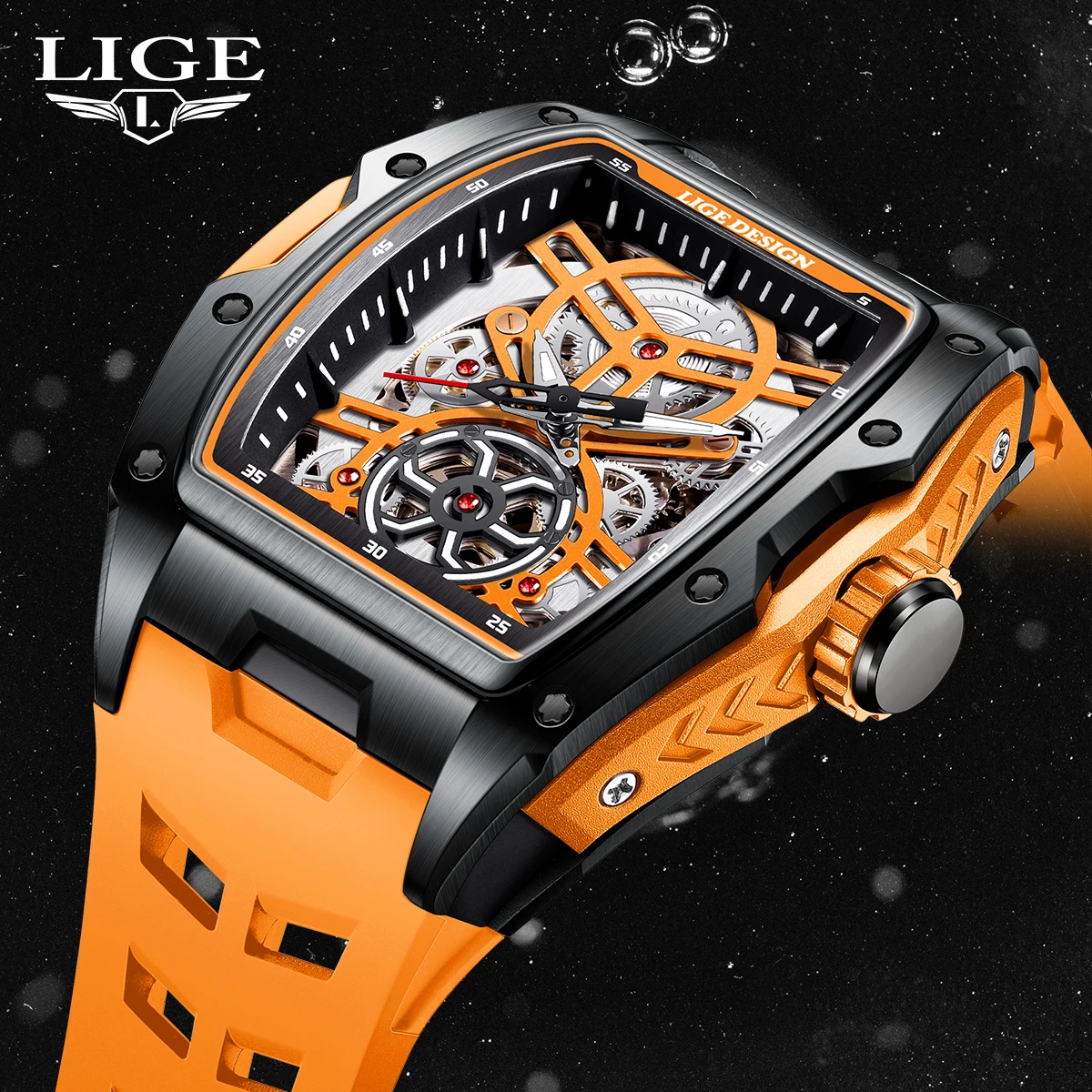 LIGE New Watches Mens Skeleton Mechanical Automatic Watch Top Brand ...