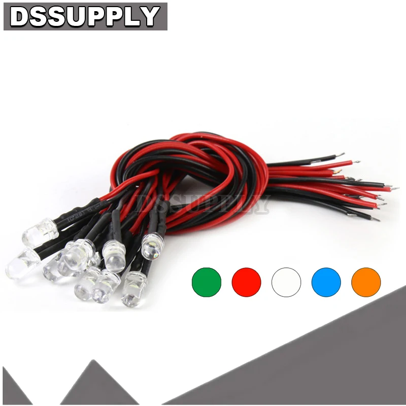 10Pieces-5MM-LED-3-6V-12V-24V-With-Line-LED-20CM-Light-emitting ...