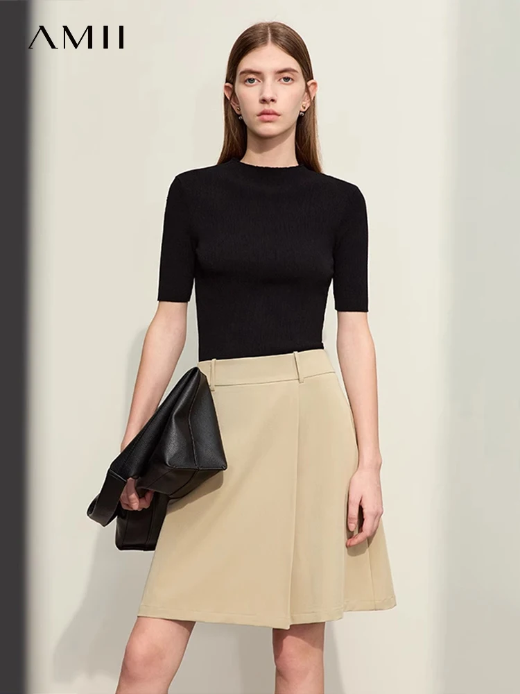 Amii-Minimalism-Women-Blazer-Skirts-2024-Spring-New-Slight-Stretch ...