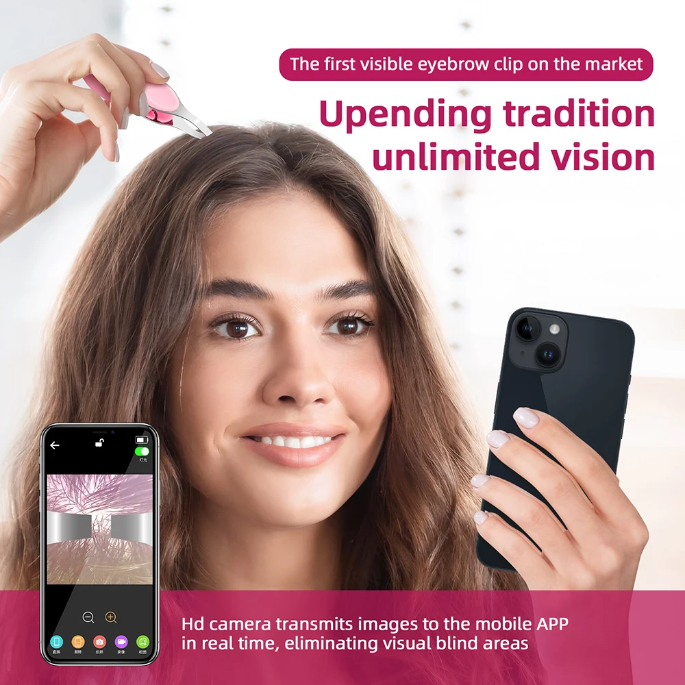 Visual-Eyebrow-Clip-Magnify-HD-Camera-Eyebrow-Tweezers-White-Hair ...