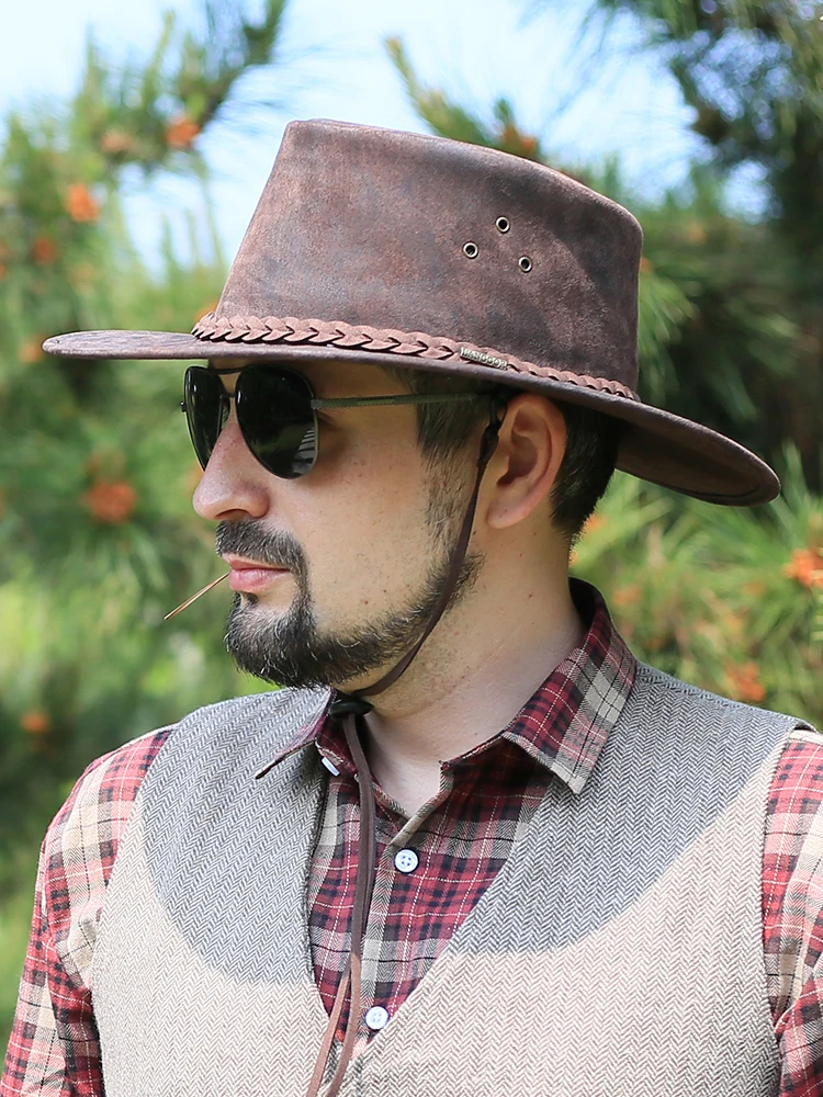 Sombrero de vaquero occidental Retro para hombre, sombrero de cuero ...