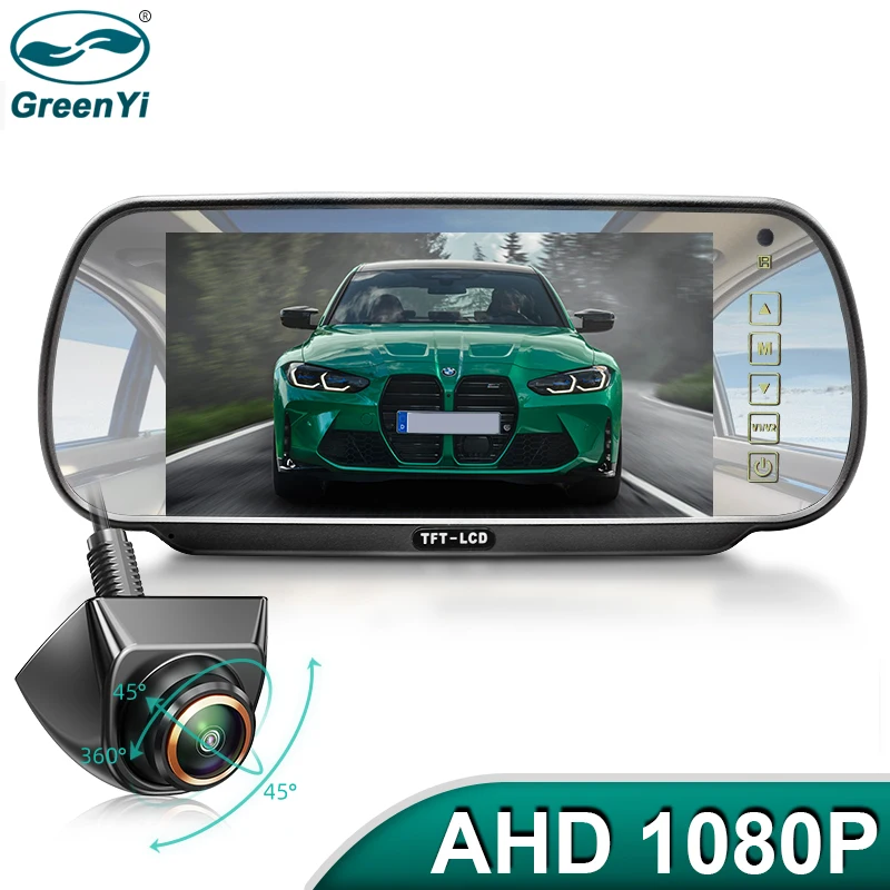 GreenYi AHD 1080P 7-inch Car Rearview IPS Mirror Monitor With AHD 170 ...