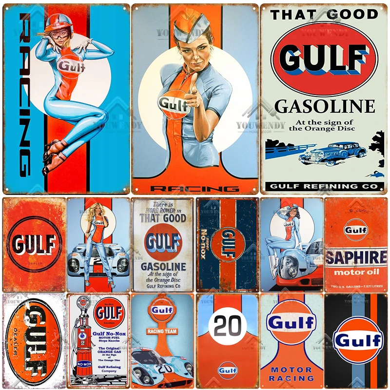 Shabby-Chic-Gulf-Racing-Vintage-Metal-Tin-Signs-Metal-Plaque-Sign-Retro ...