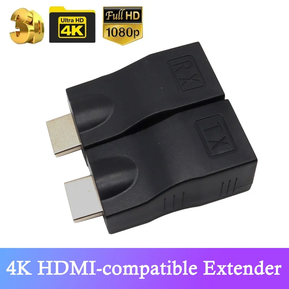 4K HD HDMI-compatible Extender TX RX Cat5e CAT6 Ethernet Cable 30m RJ45 ...