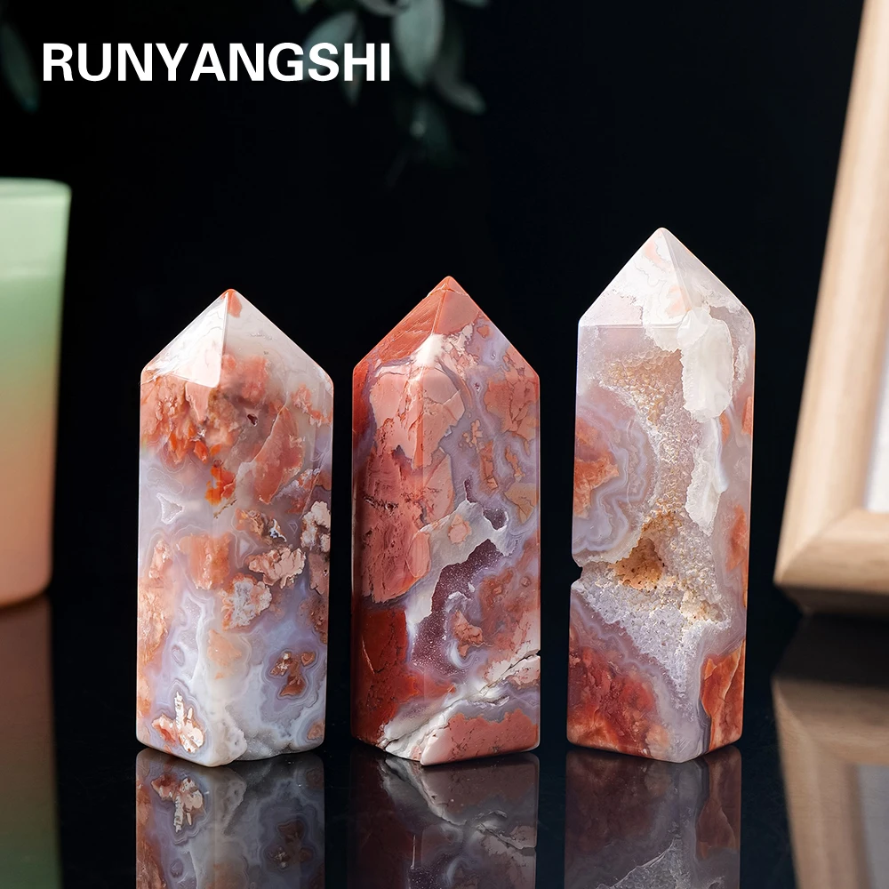 1PC-Natural-Stones-Healing-Gemstone-Pink-Flowers-Agate-Four-Sides ...