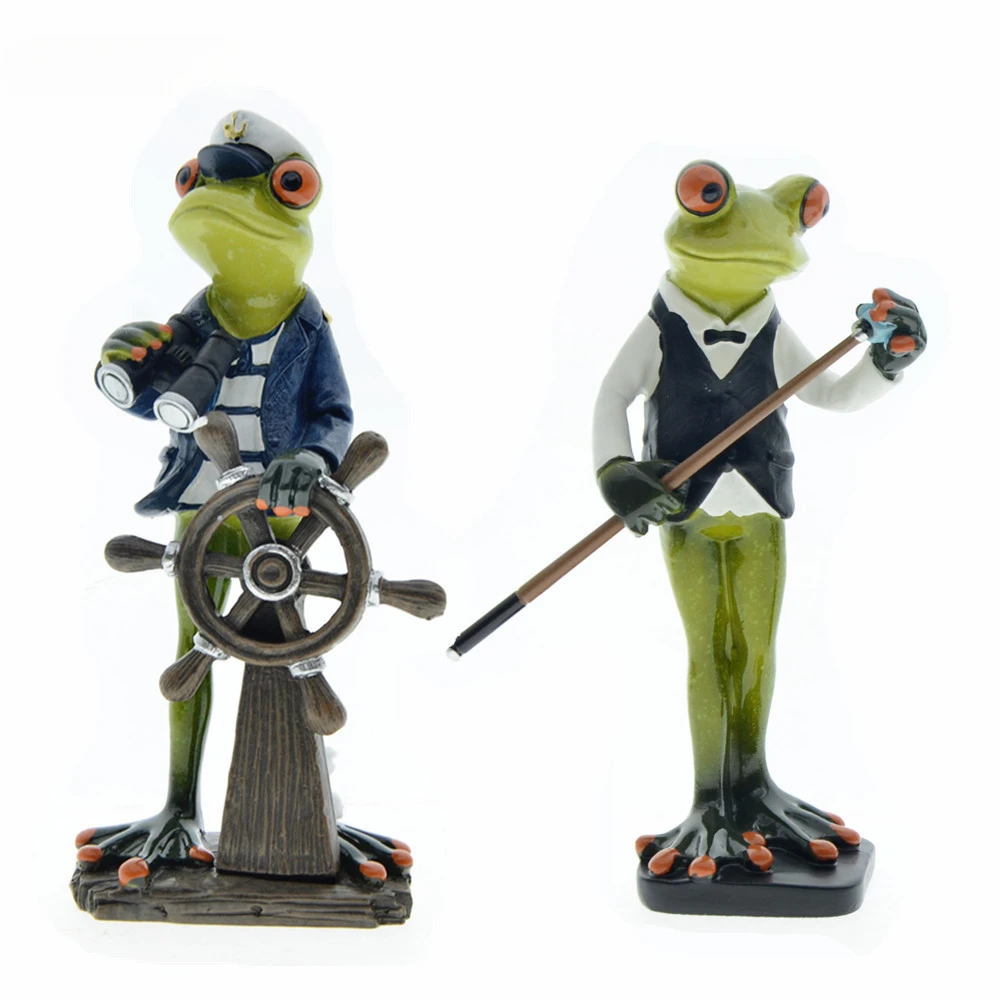 Resin-Funny-Long-legged-Frog-Figure-Figurines-Sail-Captain-Sculpture ...