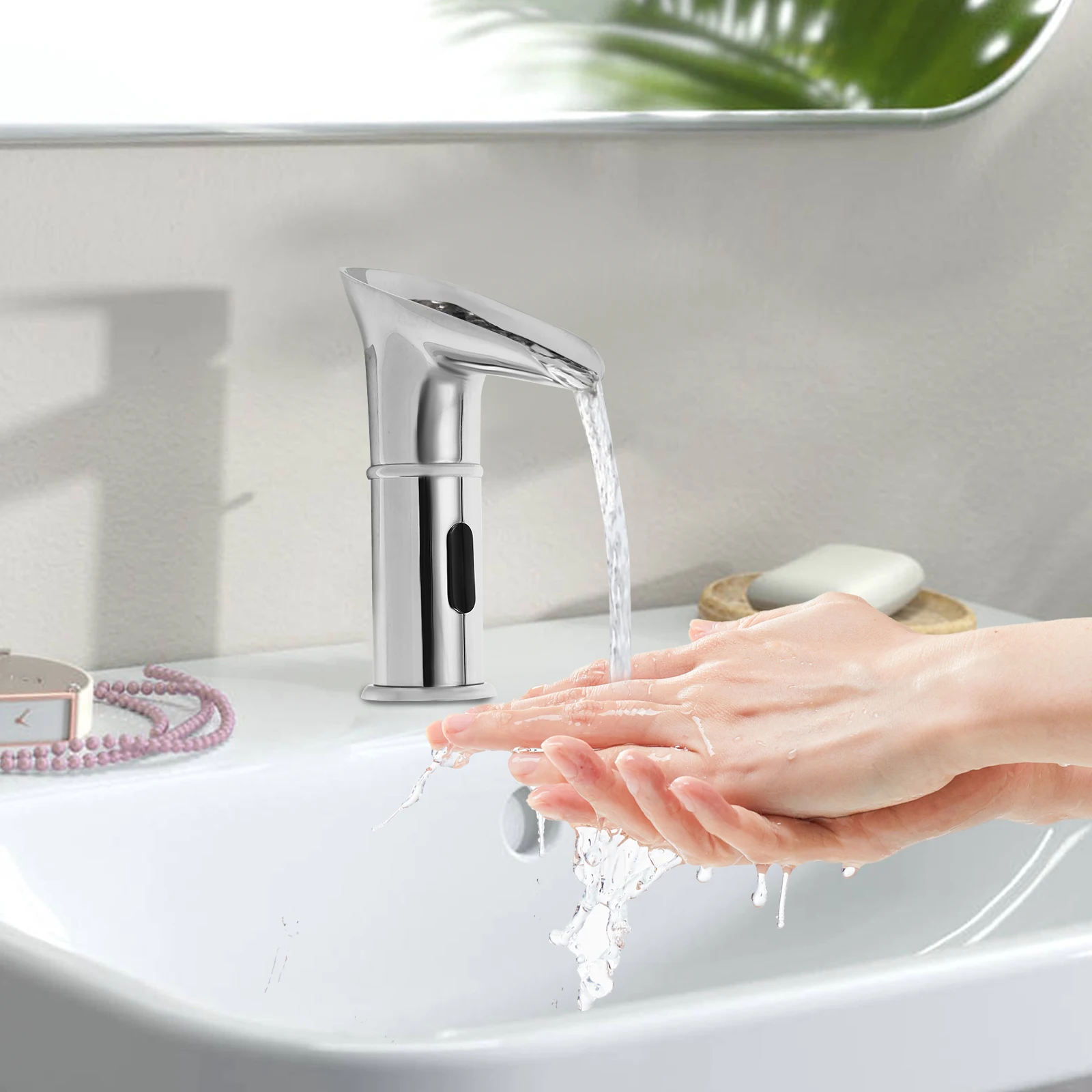 Sensor-Mixer-Taps-Hands-free-Waterfall-Water-Tap-Touchless-Faucet ...