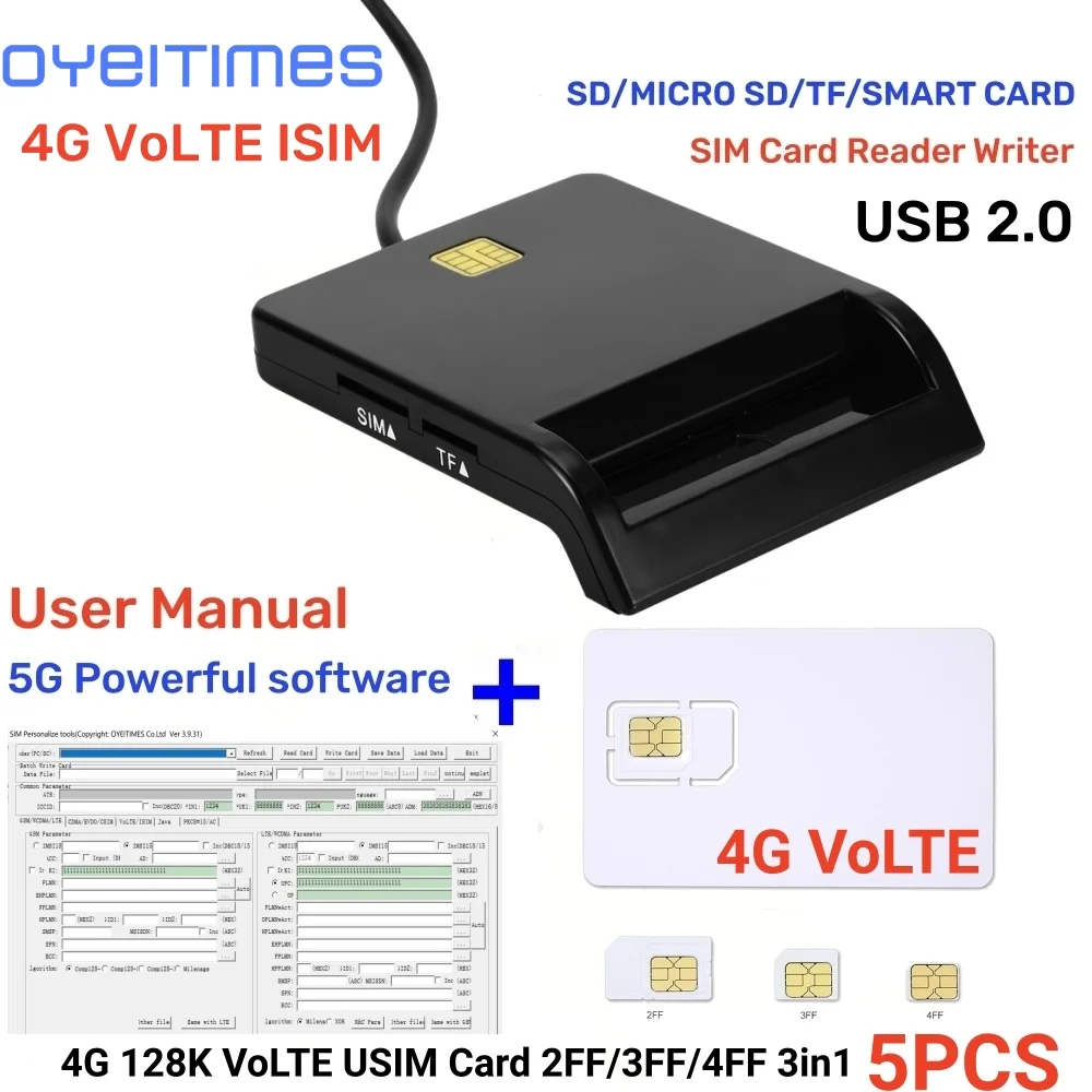 OYEITIMES-SIM-Card-Reader-Writer-5PCS-2FF-3FF-4FF-Programmable-4G-VoLTE ...
