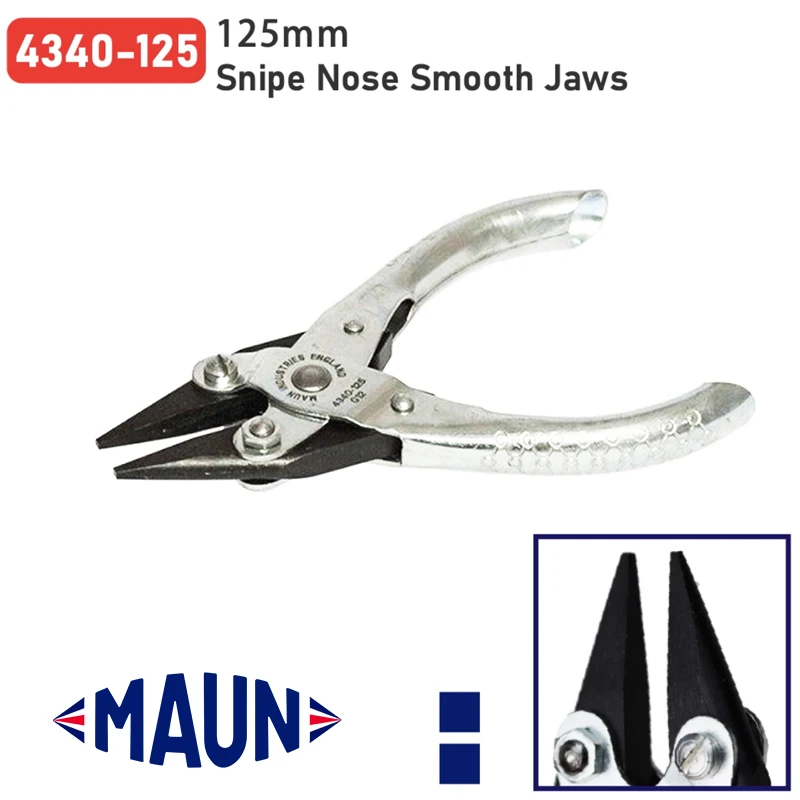 MAUN Snipe Nose Parallel Pliers 125mm Smooth Jaw Hardened Steel Non ...