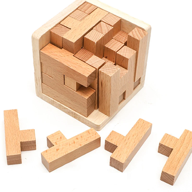 Wooden-3D-Puzzles-with-25-T-shaped-Blocks-Classic-Luban-Lock-Cube ...