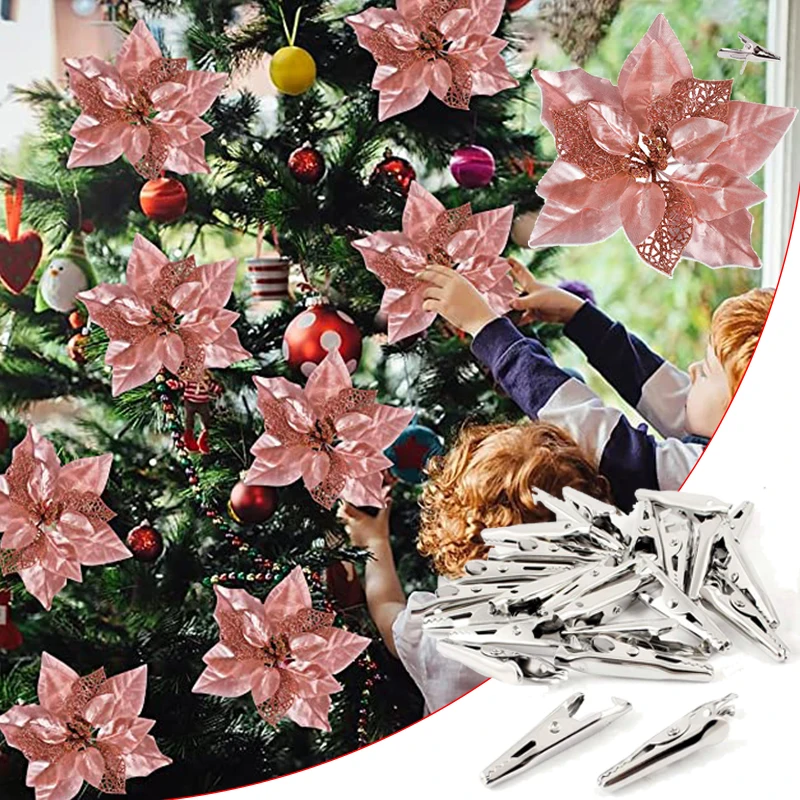30/50Pcs Mini Metal Clips for Christmas Tree Ornaments Fixed Clip ...