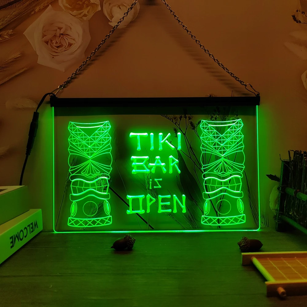 Tiki-Bar-Is-Open-Mask-Display-LED-Neon-Sign-3D-Carving-Wall-Art-for ...