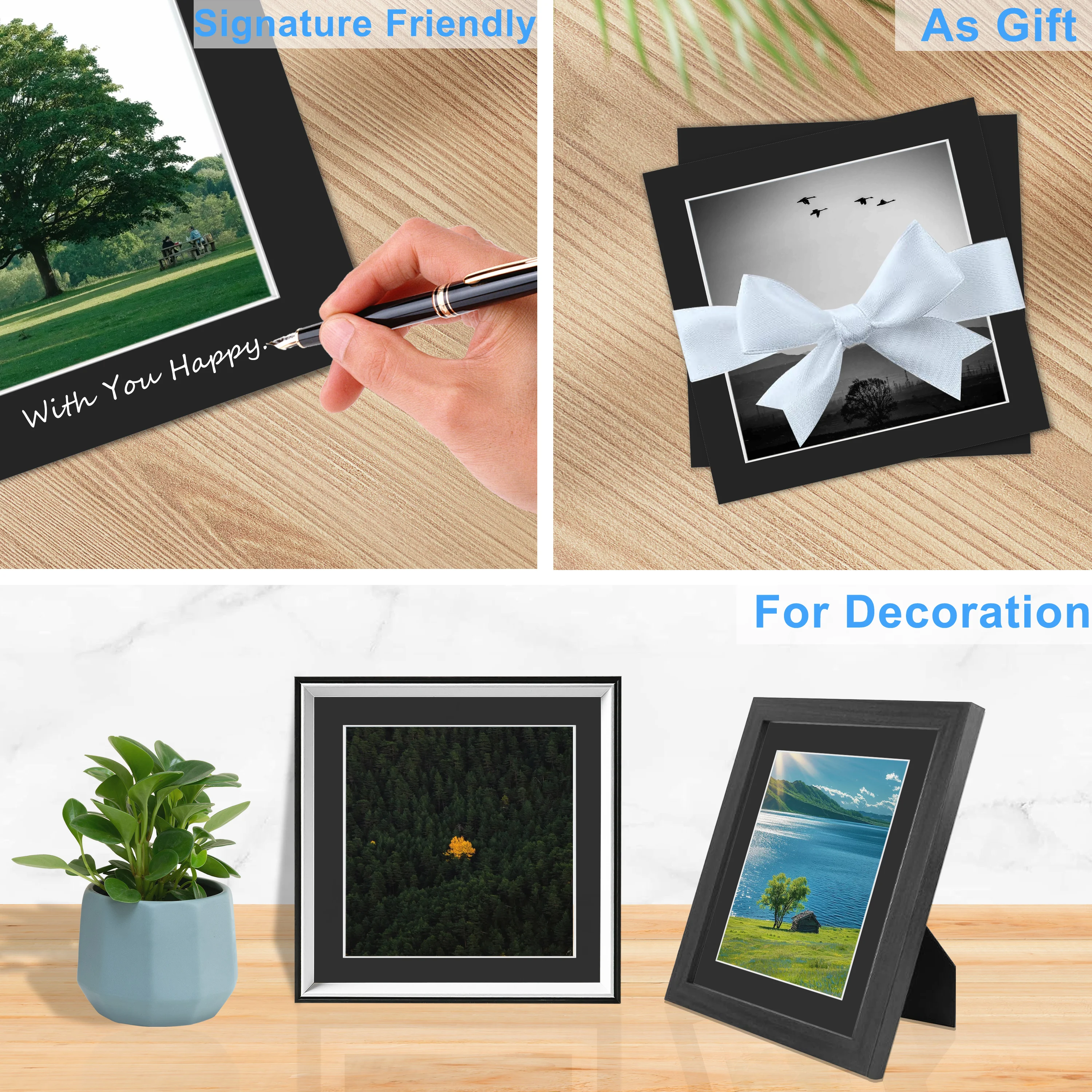 25pcs-Black-Picture-Mats-8-8inch-Photo-Frame-Mattes-with-White-Core ...