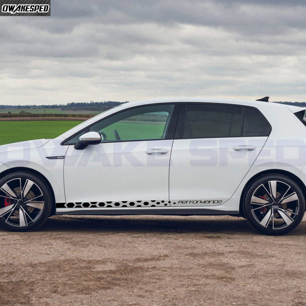 2PCS-Car-Door-Side-Skirt-Sticker-PERFORMANCE-Racing-Sport-Stripes-For ...