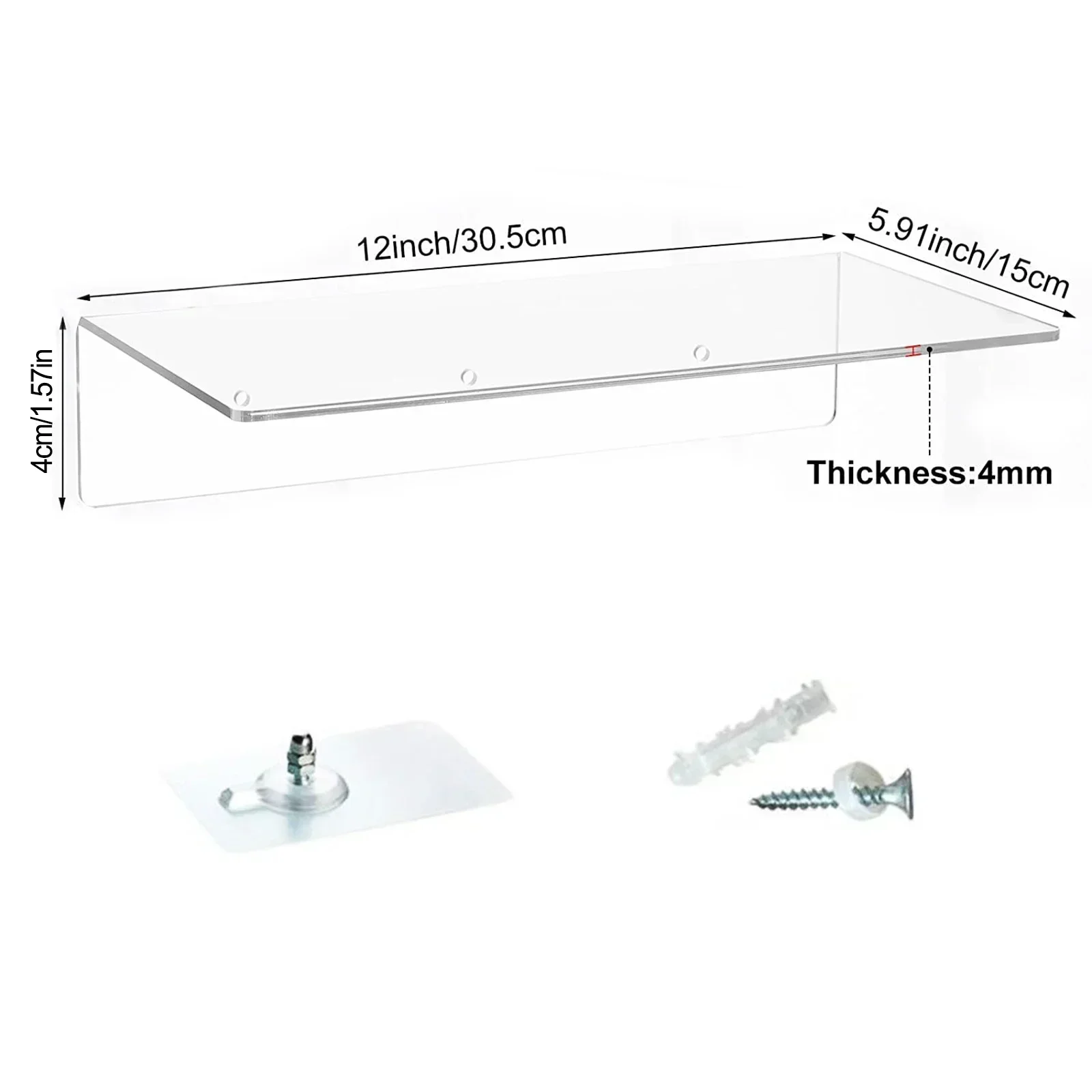 Acrylic-Floating-Shelf-Small-Storage-Rack-Wall-Mounted-1pcs-Clear-Decor ...