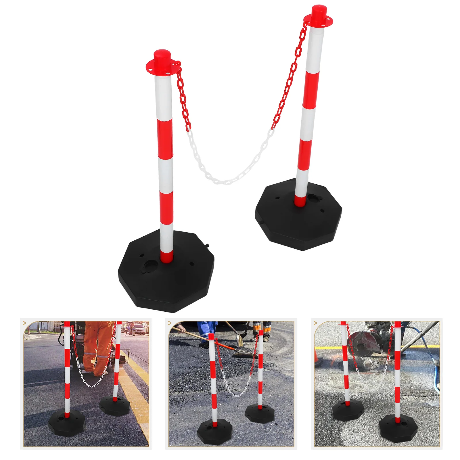1 Set Road Bollard Posts: Plastic Traffic Delineator With Base Stable ...