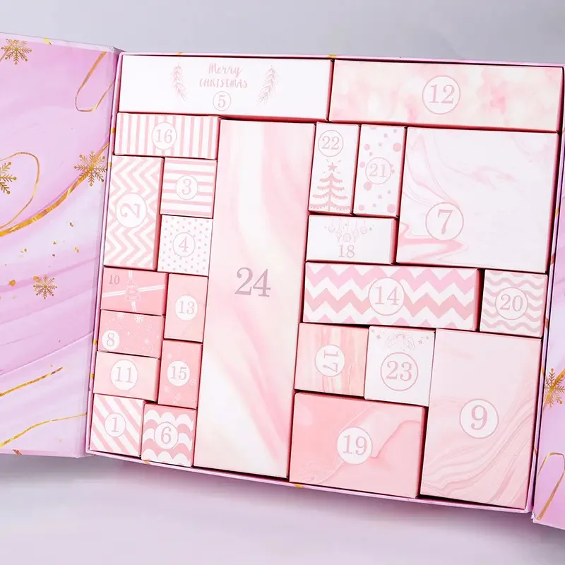 24 Day Folding Christmas Countdown Calendar Mystery Box Pink Countdown ...