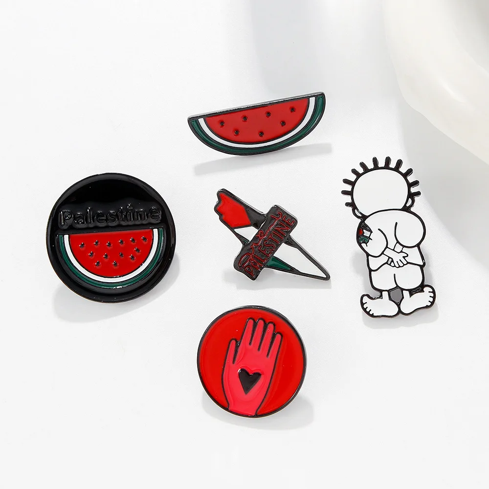 Stainless-Steel-Geometric-Handala-Boy-Watermelon-Brooch-Pin-Badge ...