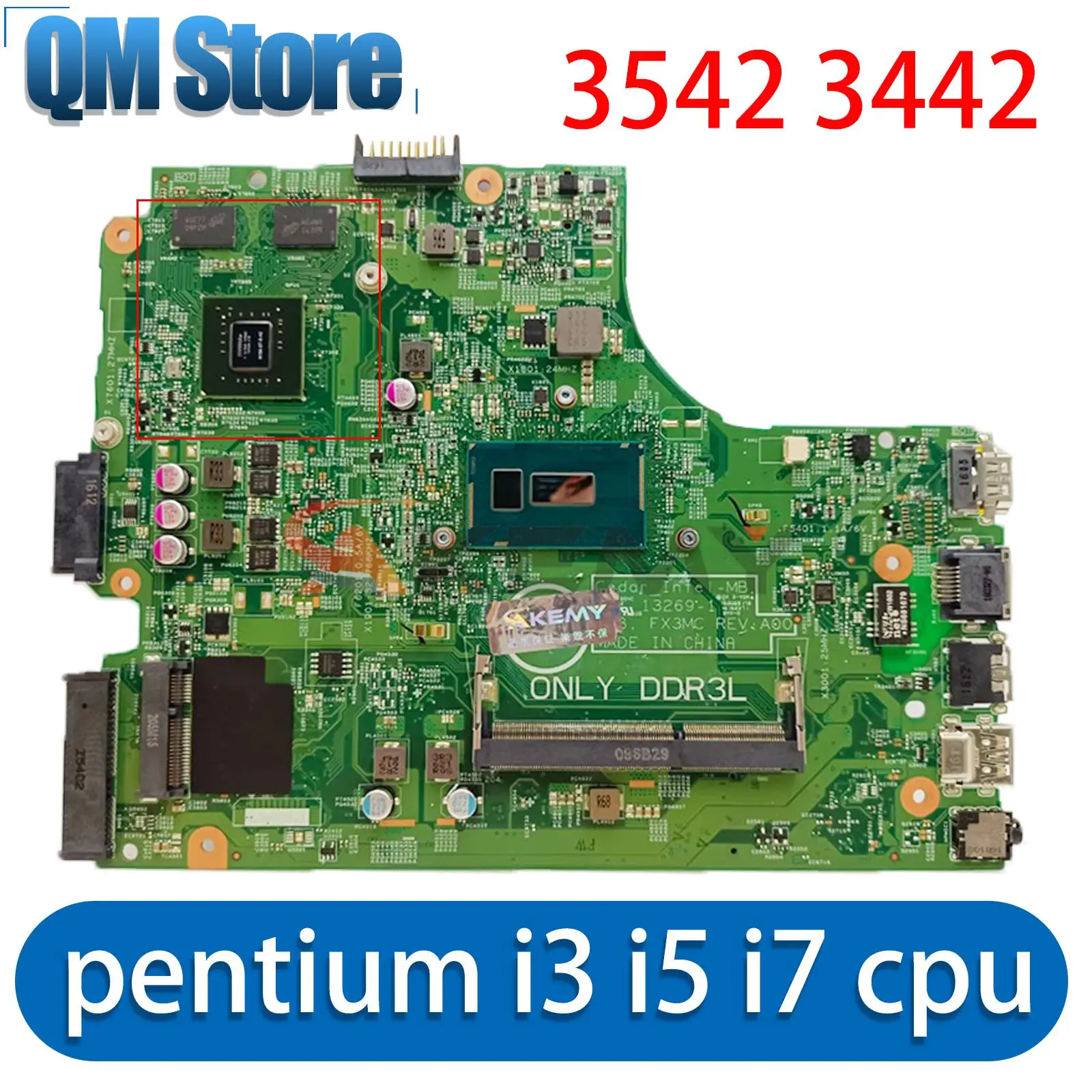 CN-064HF9 0V162V For Dell Inspiron 3542 3543 3442 5749 Laptop Motherboard 13269-1 with pentium ...