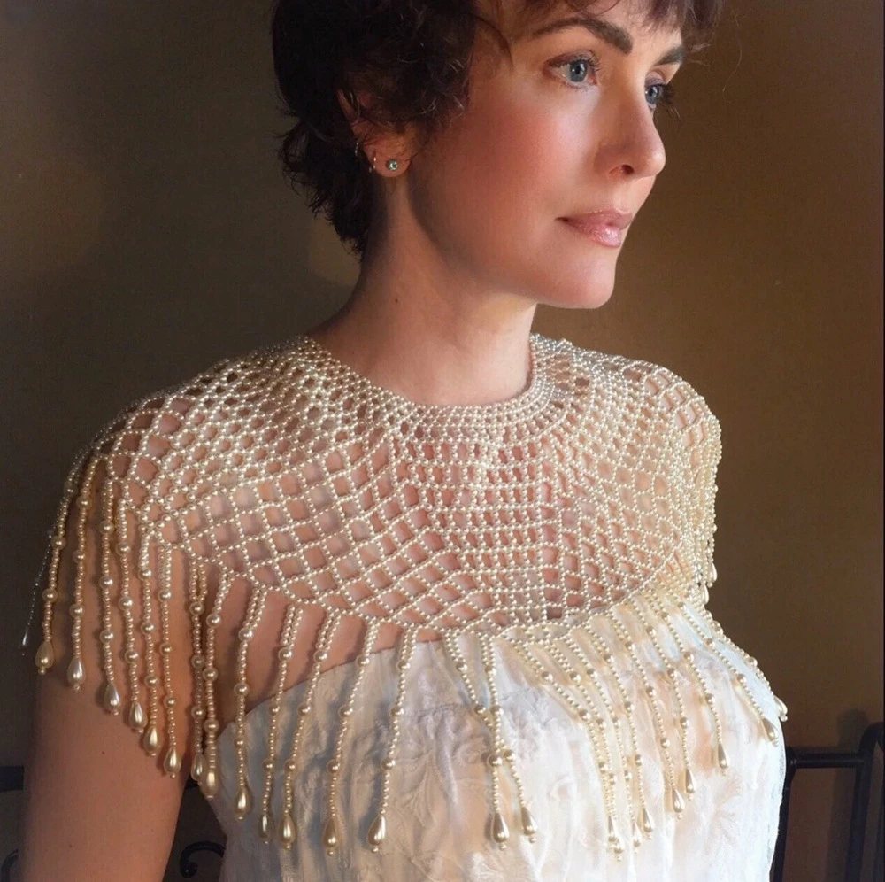 Luxury-White-Pearl-Chest-Breast-Shoulder-Body-Chain-Beaded-Necklace ...