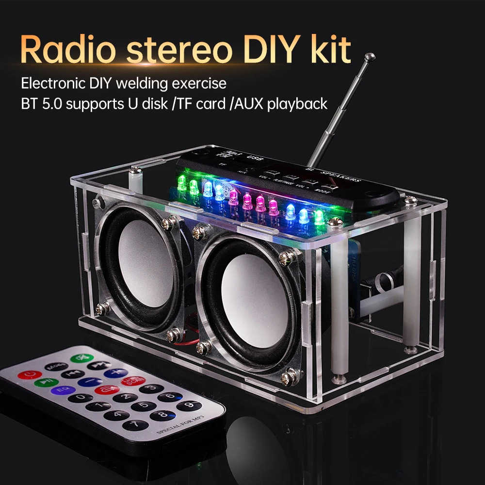 DIY FM Radio Kit 87.5-108MHz AMPLIFIER Bluetooth Speaker with Spectrum ...